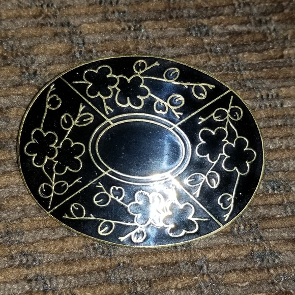 Jewelry | Vintage Black Enamel Brooch With Gold Outline | Poshmark